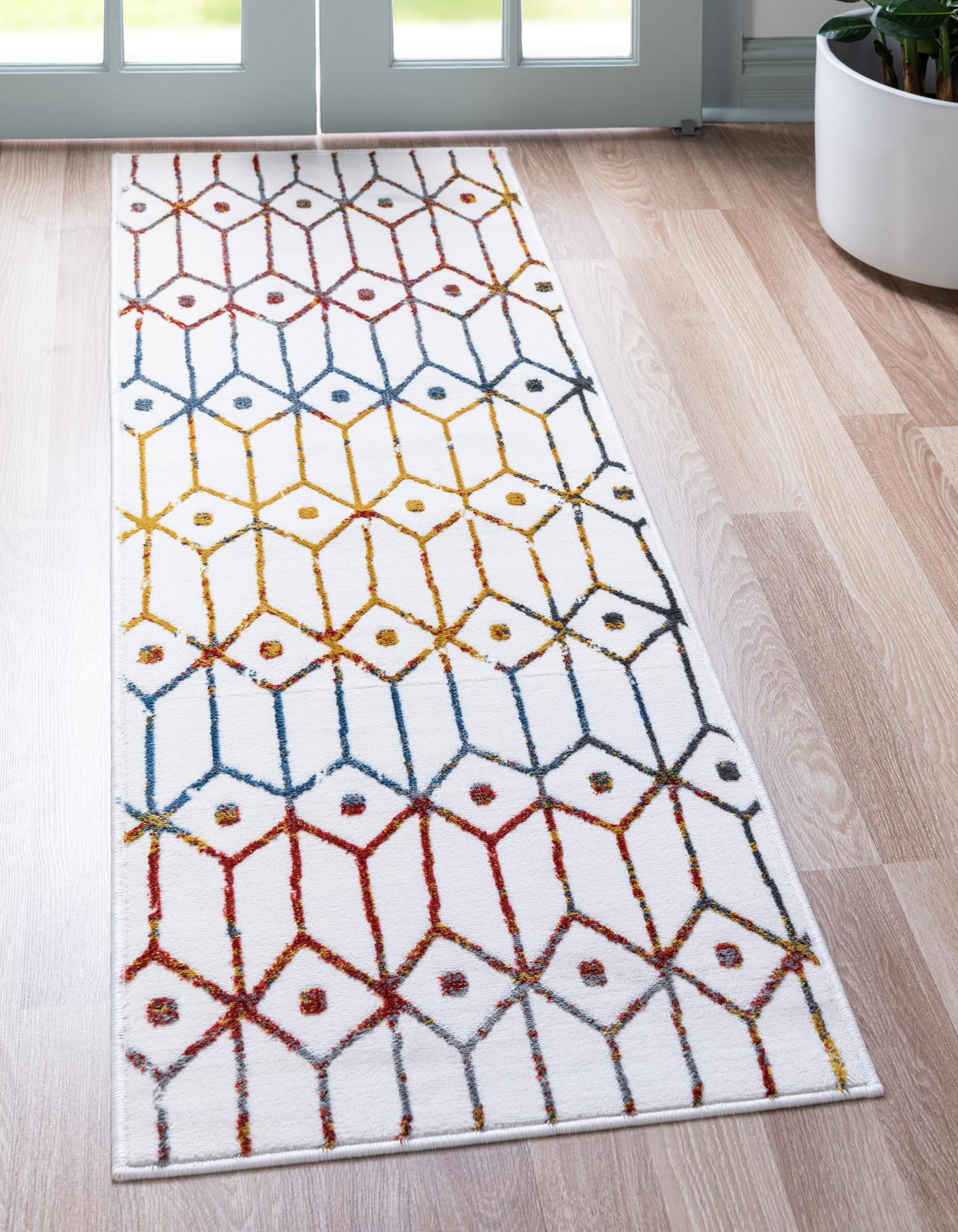 Rugs.com Lattice Trellis Collection Rug – 10 Ft Runner Multi Low-Pile ...