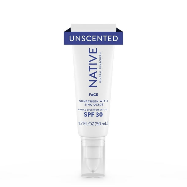 Native Unscented Mineral Sunscreen Face Lotion SPF 30, 1.7 oz - Walmart.com