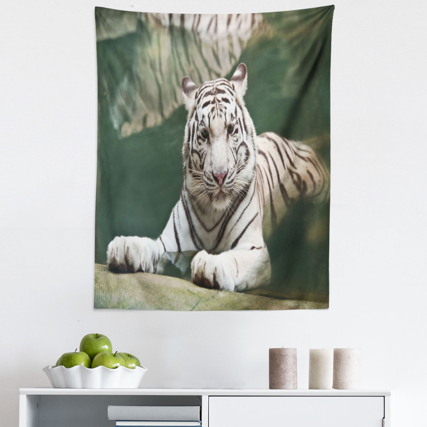 Tiger Tapestry, Bengal Swimming Plain Colored Beast Black Sprites Large ...