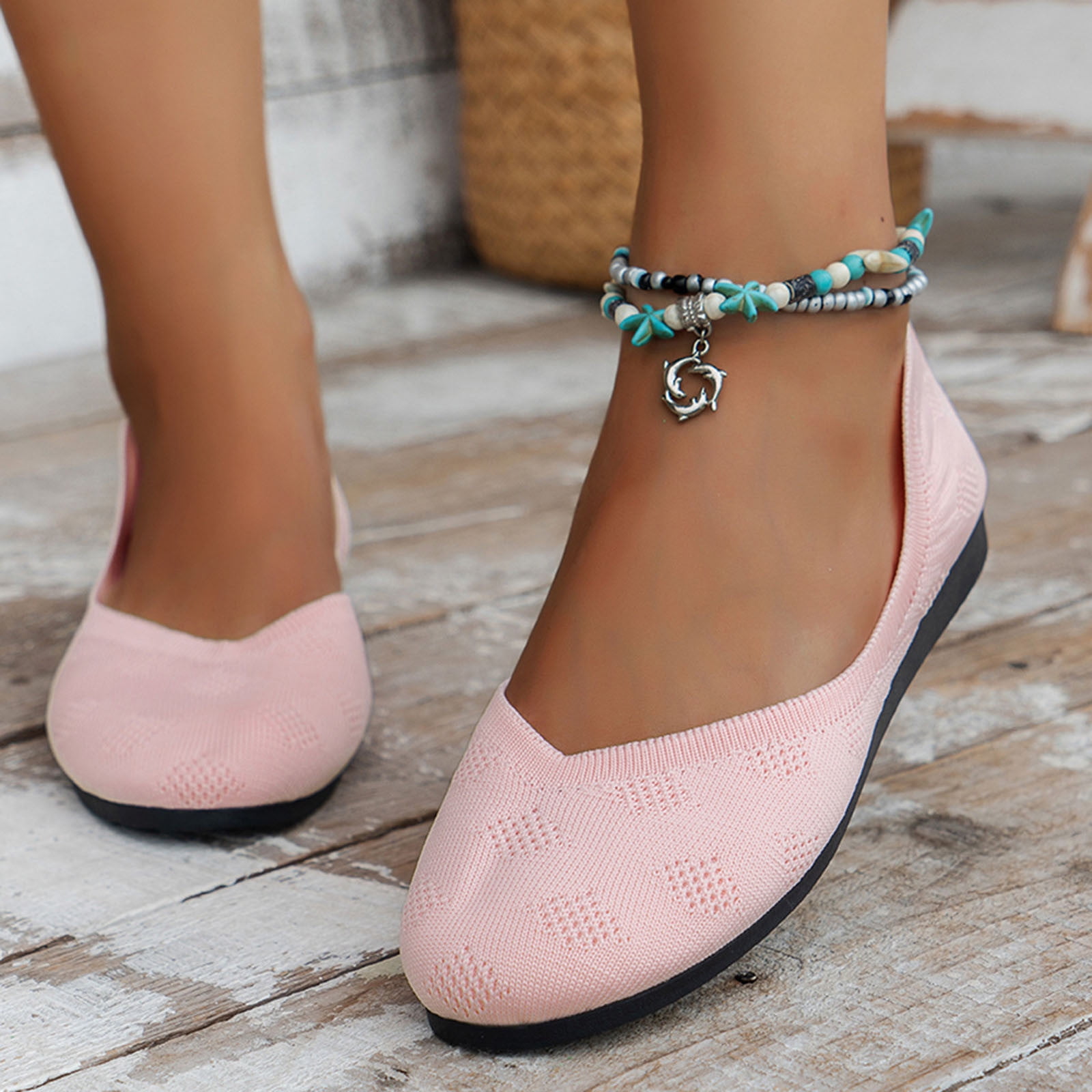 Click here for Uheoun Flats Shoes  Womens Flying Woven Color Mesh... prices