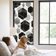Black Grey Window Privacy Film, Geometric Gold White Hexagon Modern ...