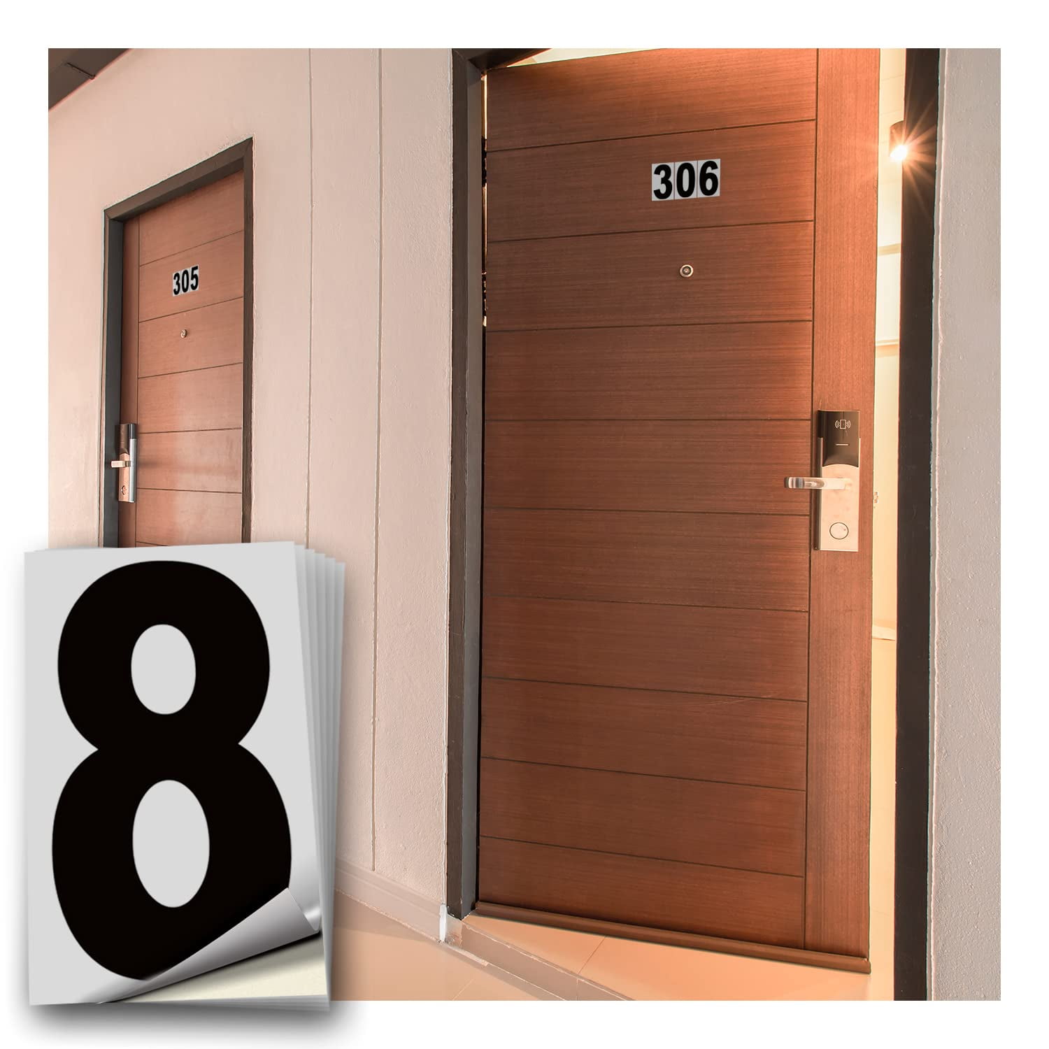 iSYFIX Black Vinyl Number 8 (EIGHT) Stickers - 6 Pack 4 inch - Premium ...