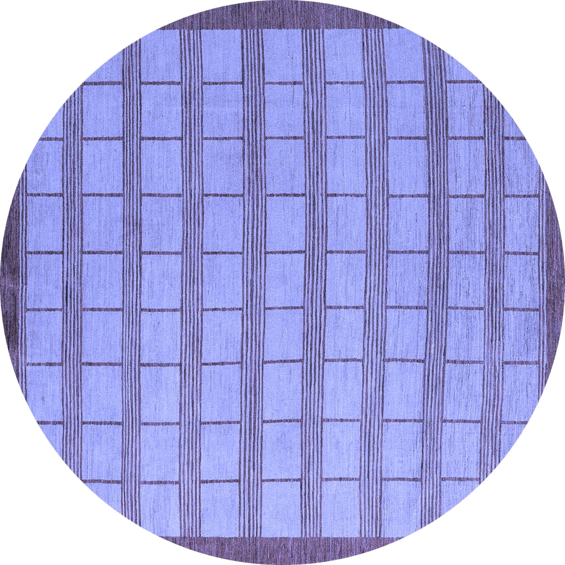 Ahgly Company Indoor Round Checkered Blue Modern Area Rugs, 8' Round ...