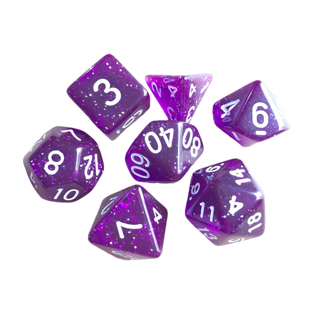 7 Board Game Set of D4 D6 D8 D10 D12 D20 for DND Dice Glitter ...