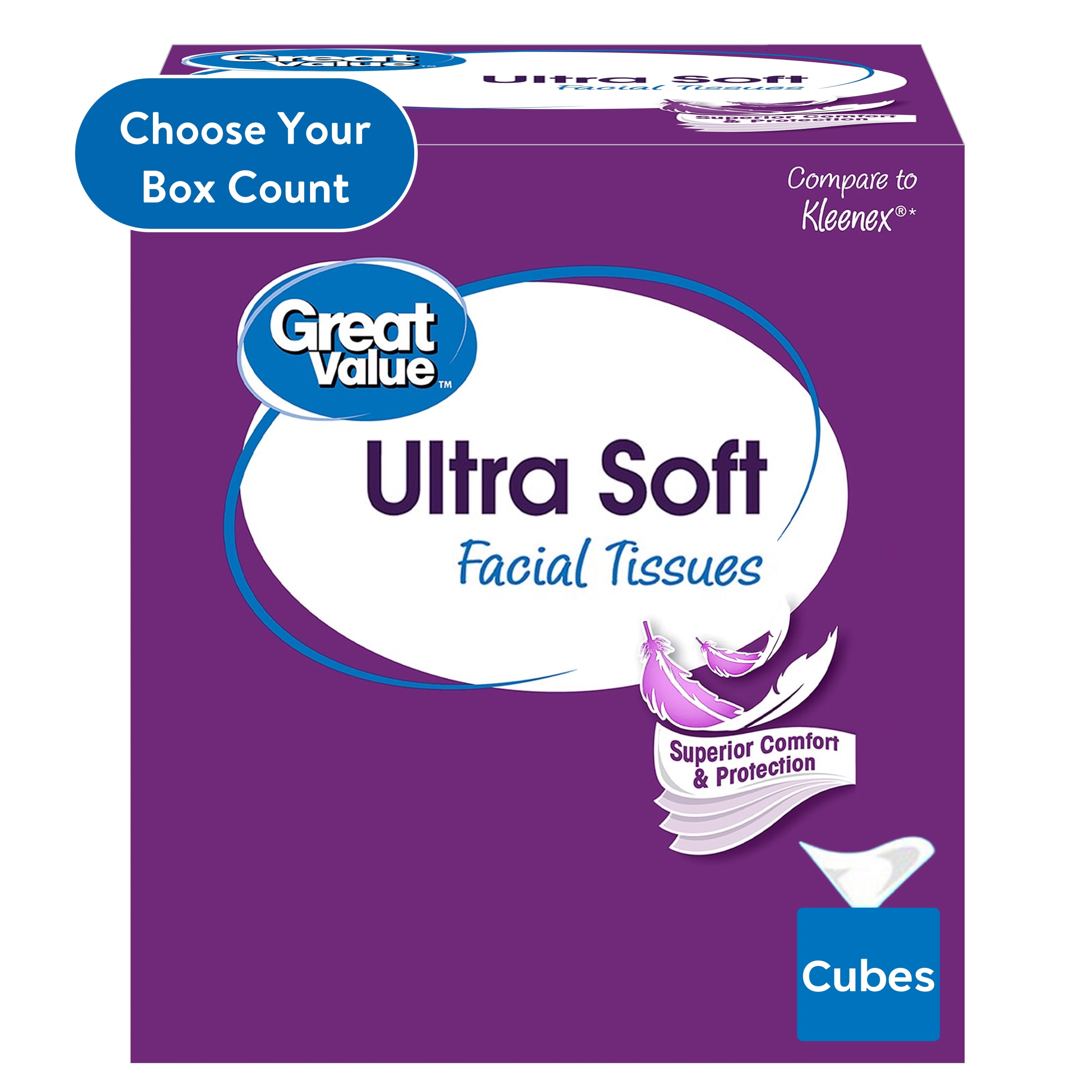 Great Value Ultra Soft 3 Ply Cube Box Facial Tissues 75 Total Tissues great-value-ultra-soft-3-ply-cube-box-facial-tissues-75-total-tissues