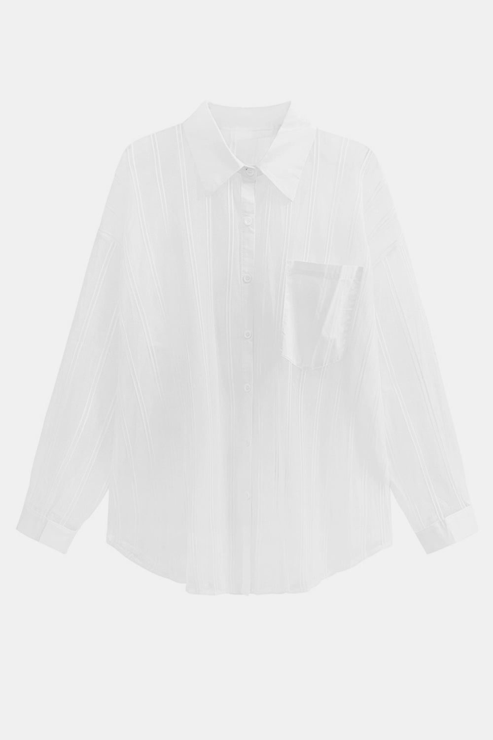 Curved Hem Dropped Shoulder Sheer Shirt - Walmart.com