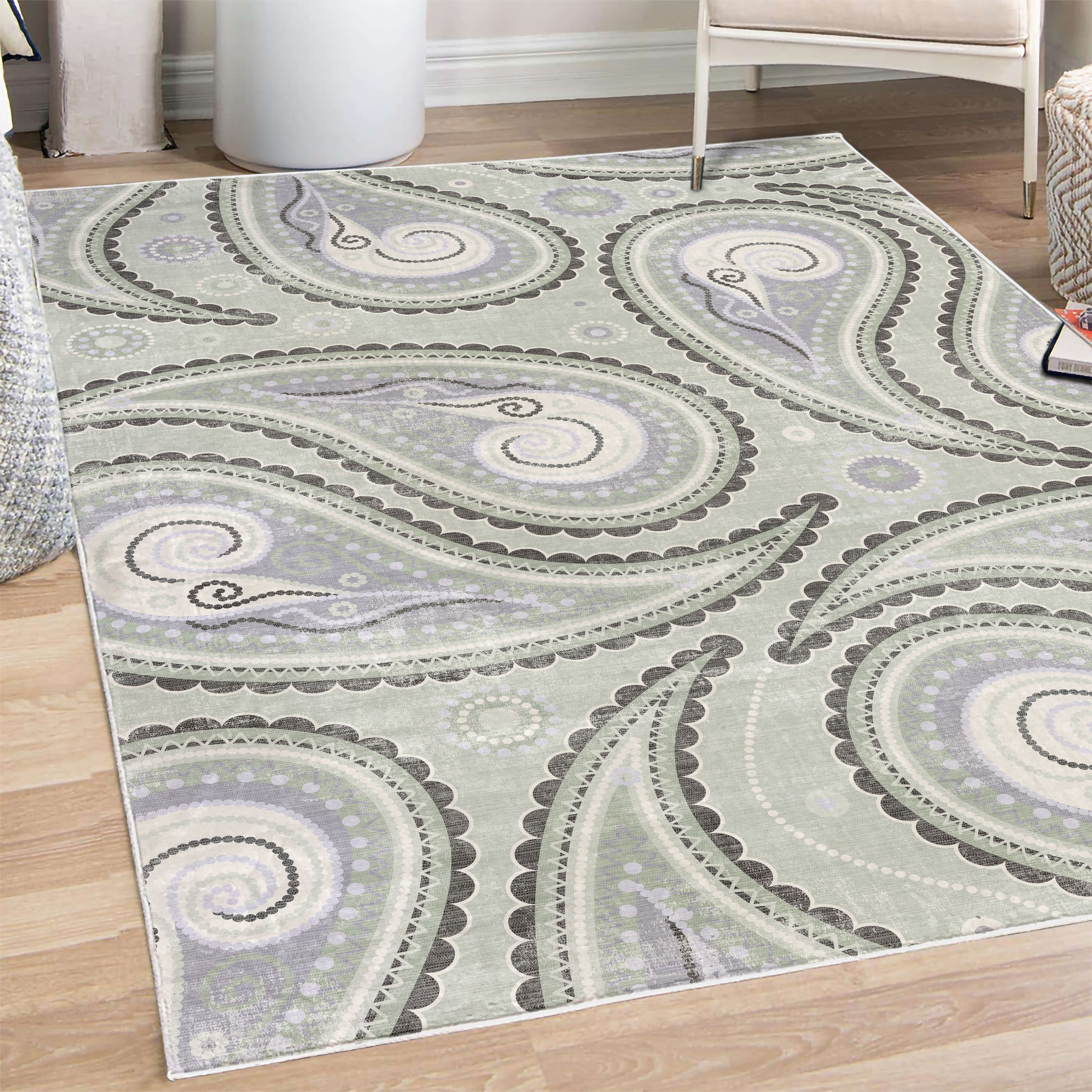 Paisley Decorative Rug, Continuous Fig Like Motifs Pattern Mandala ...