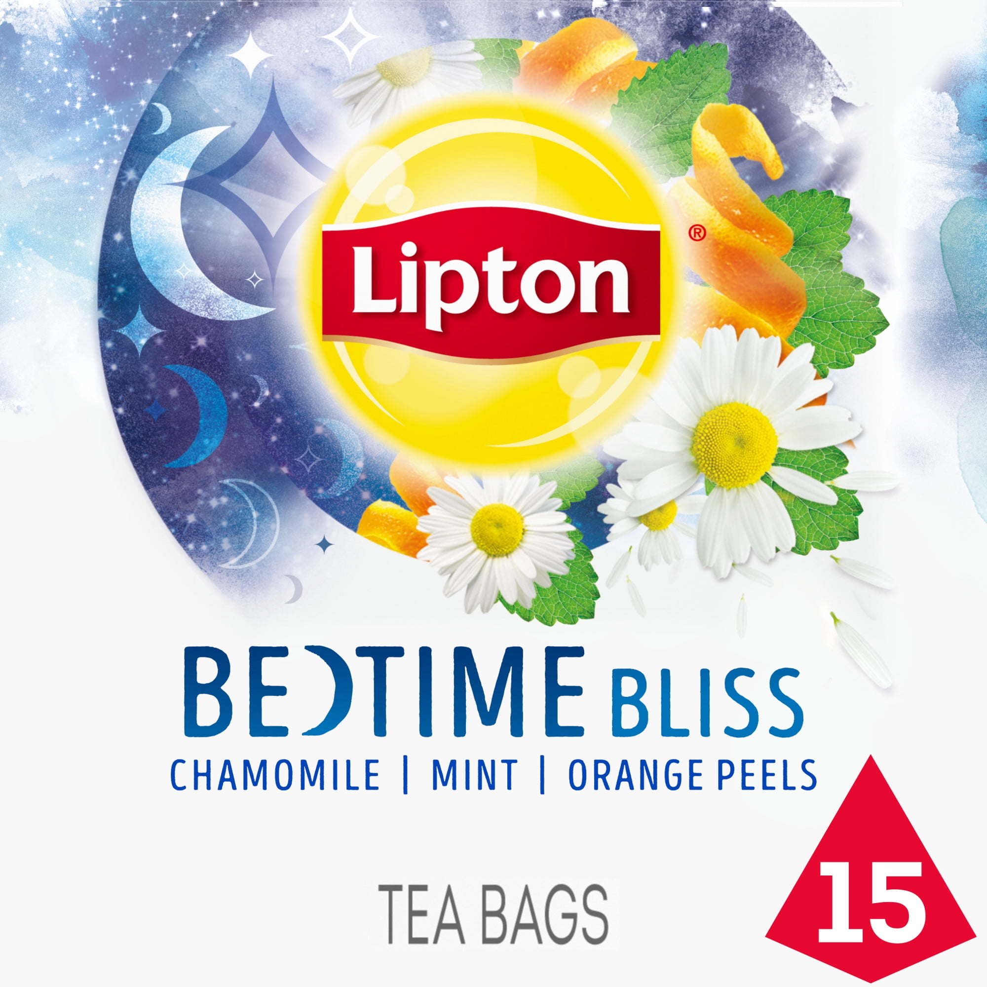 Lipton Bedtime Bliss Herbal Supplement Herbal Tea, Chamomile, Caffeine ...