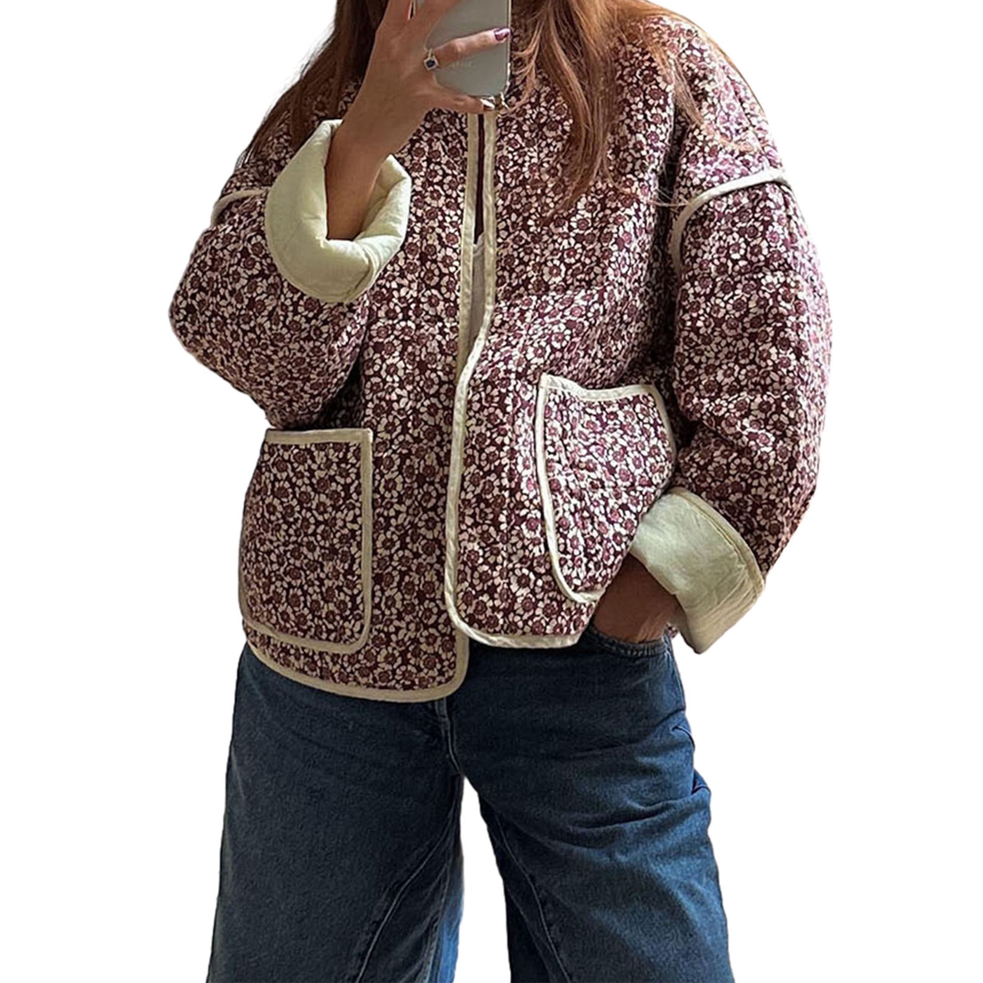 Click here for Gupgi Women Cropped Quilted Jackets Floral Print O... prices