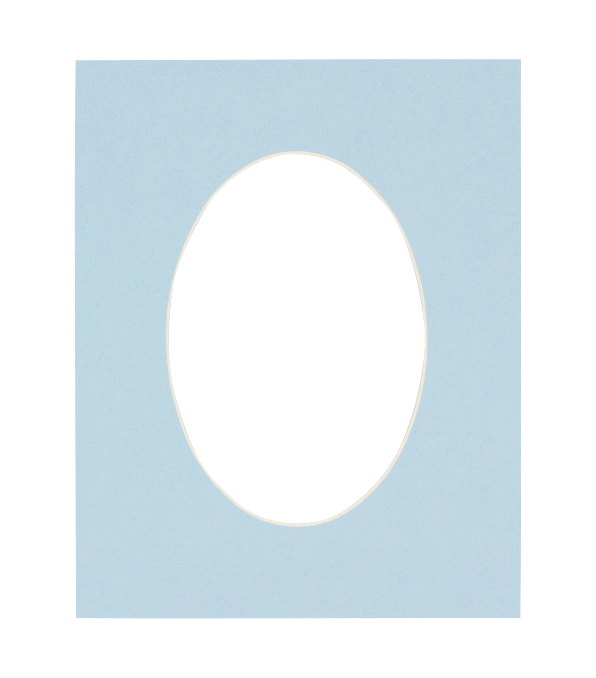 Baby Blue Acid Free 6x7.5 Oval Picture Frame Mat with White Core Bevel ...