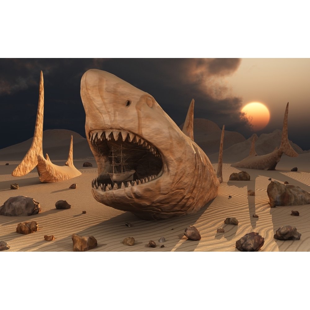 Megalodon desert Poster Print (35 x 22) - Walmart.com - Walmart.com