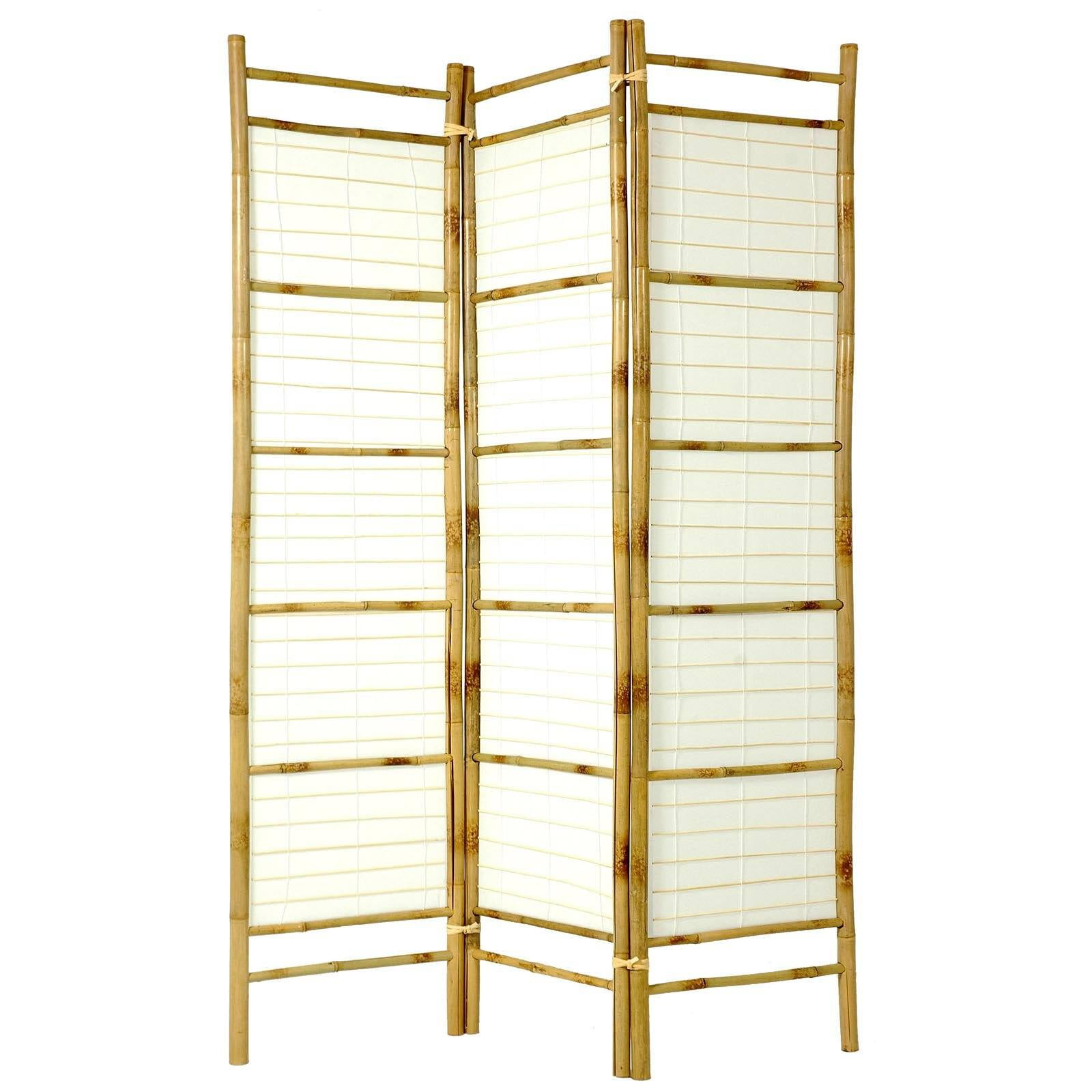Oriental Furniture 6 ft. Tall Burnt Bamboo Rice Paper Shoji Screen - 3 ...