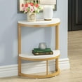 Tribesigns 2-Tier End Table Semi Circle, Small Half Round Side Tables ...