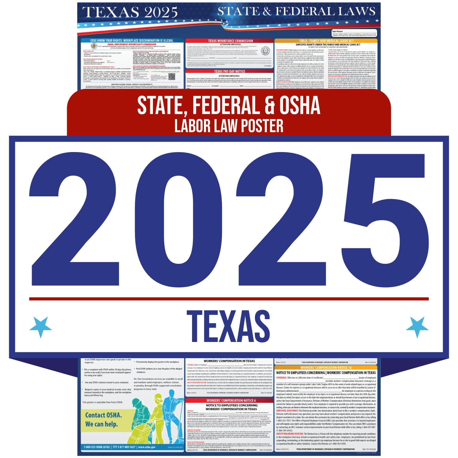 2025 Texas State and Federal Labor Law Poster - OSHA Workplace ...