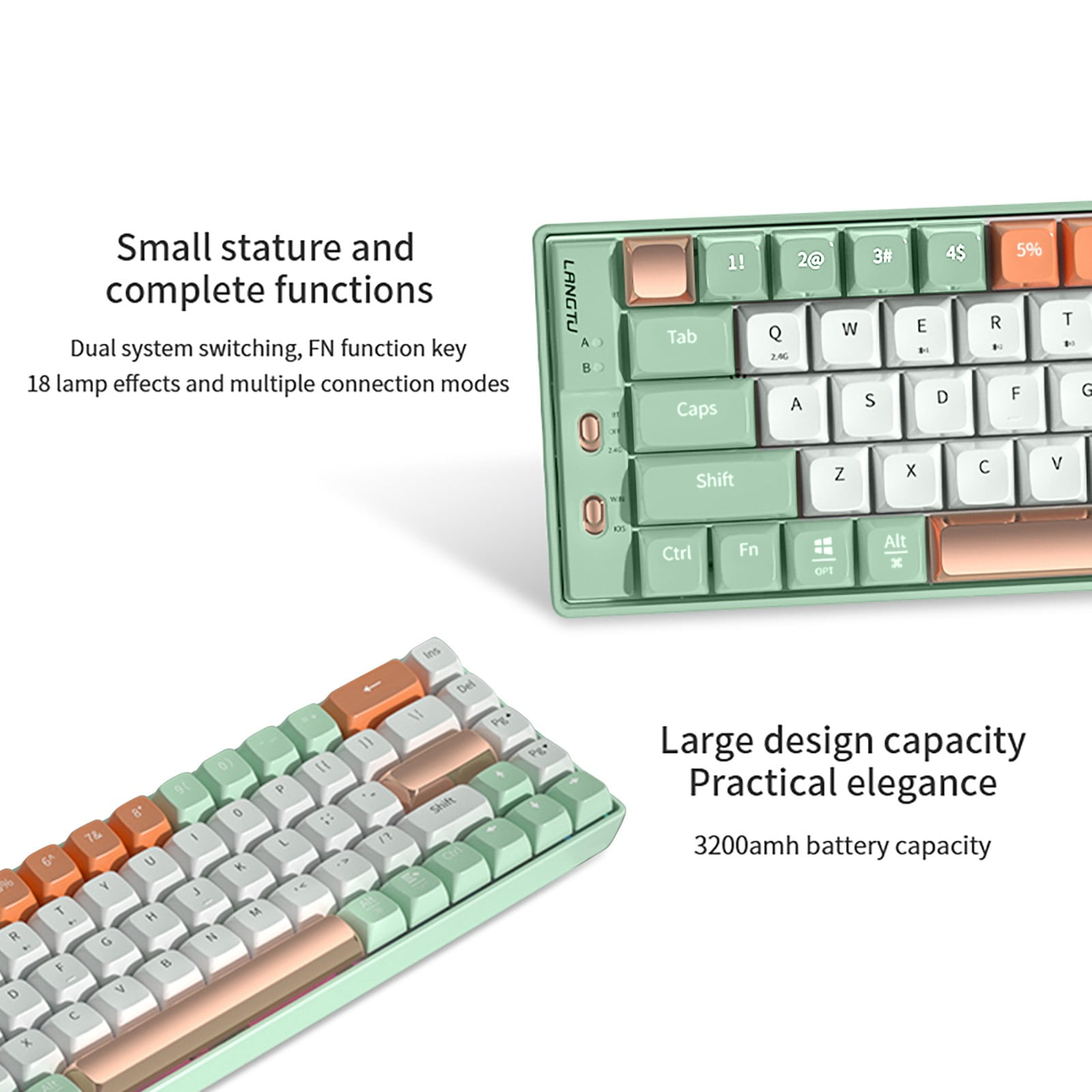 Buy Lwhmf 3 Modes 66% Mechanical Gaming Keyboard 69 Mini RGB Red Switch ...