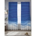 Blue Gradient Ripple Shadow Sheer Curtains 2 Panels Set Ombre Abstract ...
