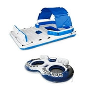 Gymax Floating Canopy Island Inflatable Pool Float Lounge Raft w ...