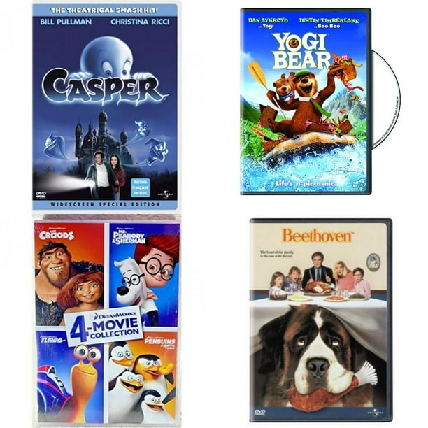 Children's 4 Pack DVD Bundle: Casper, Yogi Bear, DreamWorks 4 Movie ...