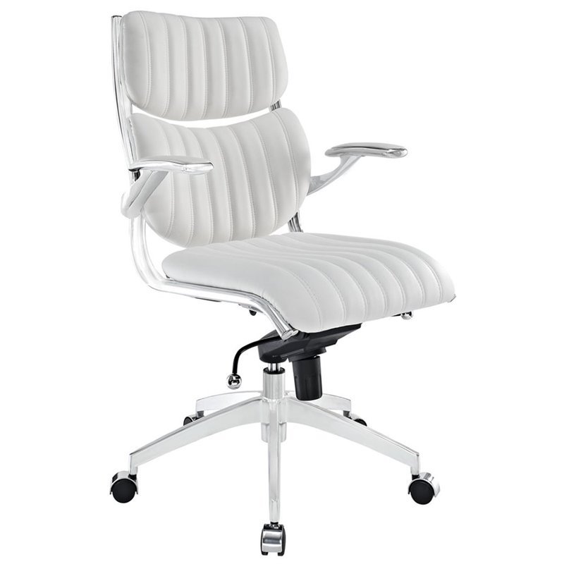 Hawthorne Collection Faux Leather Swivel Office Chair in White ...