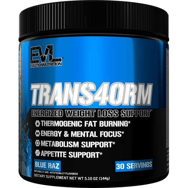 EVLution Nutrition Trans4orm Weight Loss Powder - Thermogenic Fat Burner Formula for Metabolism ...