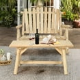 HOMEDIARY Outdoor Wood Rocking Bench Set, Patio Bistro Set-2 Person ...