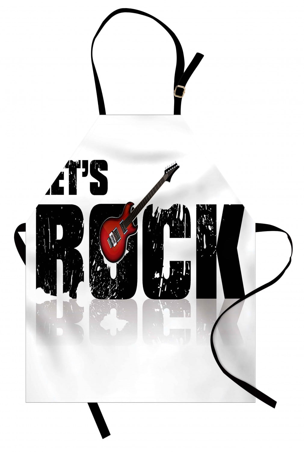 Guitar Apron Let's Rock Text with Grunge Looking Color Splashed Letters ...