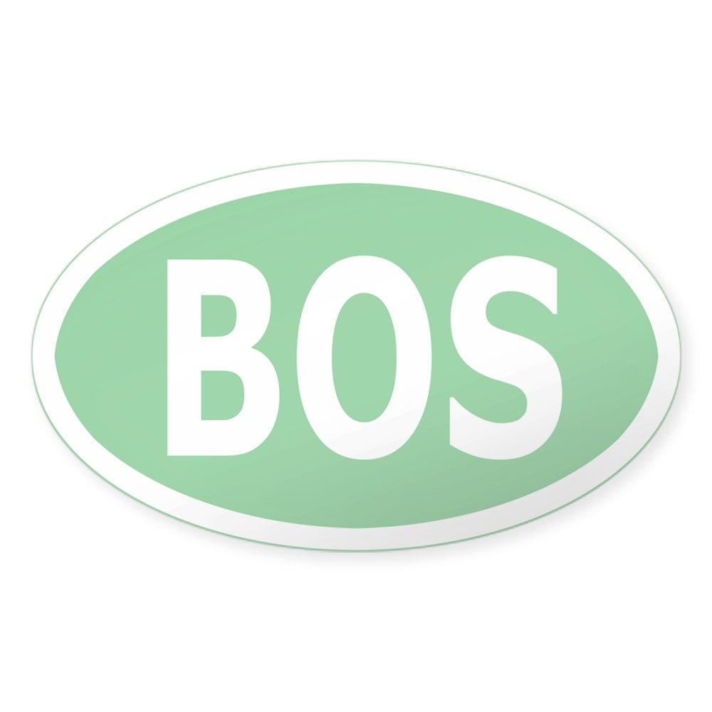 CafePress - BOS Sticker/Decal Light Green, White Text - Sticker (Oval ...