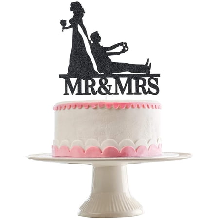 Black Glittery Mr & Mrs Cake Topper for Wedding Party tions,Wedding ...