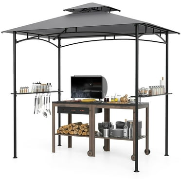 Outsunny 7FT Outdoor Grill Gazebo, Sun Shade BBQ Canopy with Servings ...