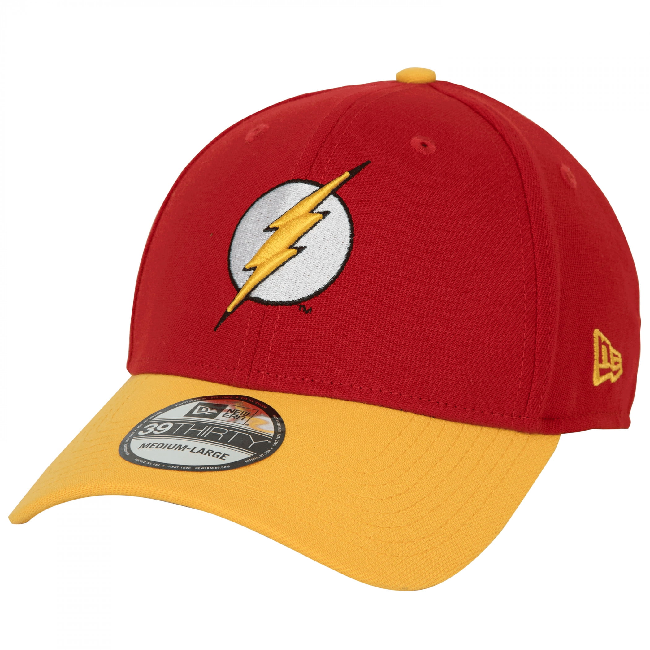 The Flash Symbol Scarlet and Gold New Era 39Thirty Fitted Hat-Medium ...