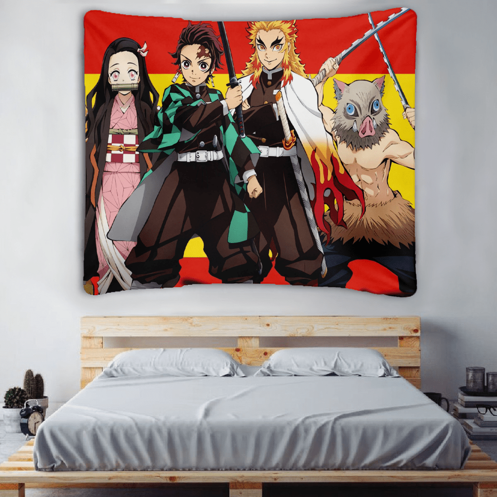 Demon Slayer Hanging Backdrops Likable Breathable Cute Pattern Tapestry ...