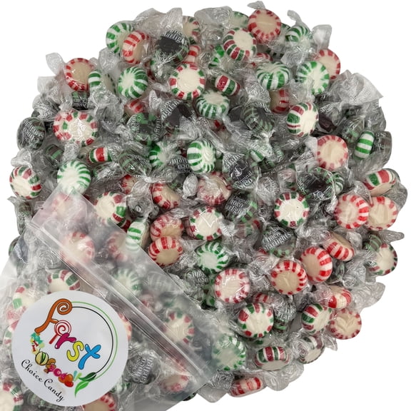 Peppermint Red & White Cylinder Shaped Mint Candy Twists - 5 Pounds ...