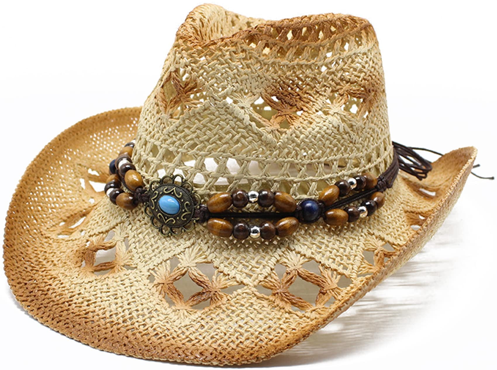 Tancuzo Western Cowboy Straw Hat Vintage Beach Men & Women's Woven ...