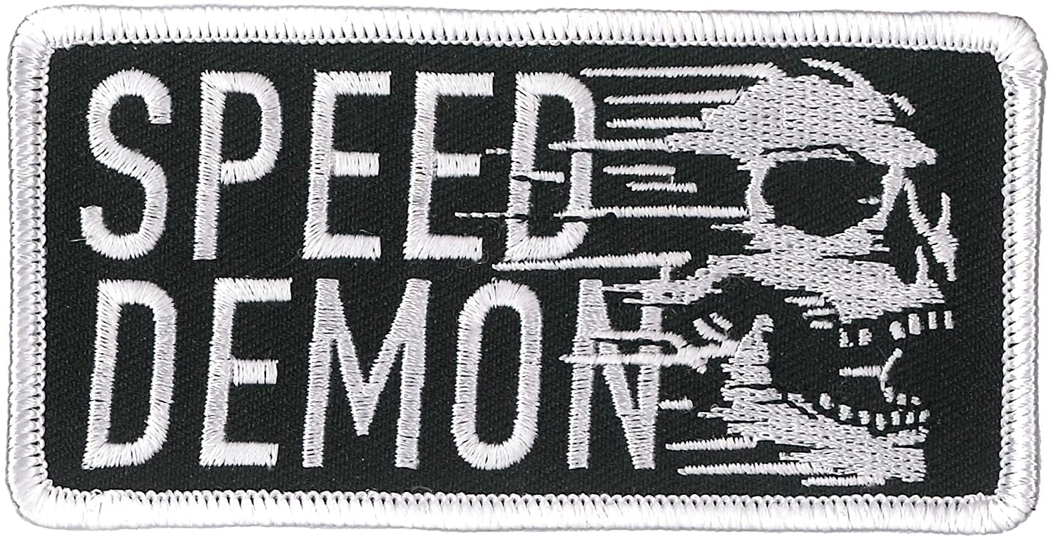 SPEED DEMON SKULL, PATCH - High Thread Iron-On Heat Sealed Backing Sew ...