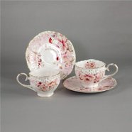 Tea Cup and Saucer Set of 6 (12 pieces), Floral Tea Cups, 8 Oz.Bone China Porcelain - Walmart.com