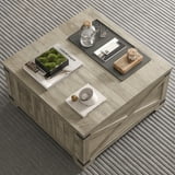 Rustic Homfa Coffee Table with Large Hidden Storage, Wooden Farmhouse ...