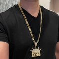 Crown King Men's Bling Diamond Pendant Chain, Gold Finish, Heavy Cuban ...