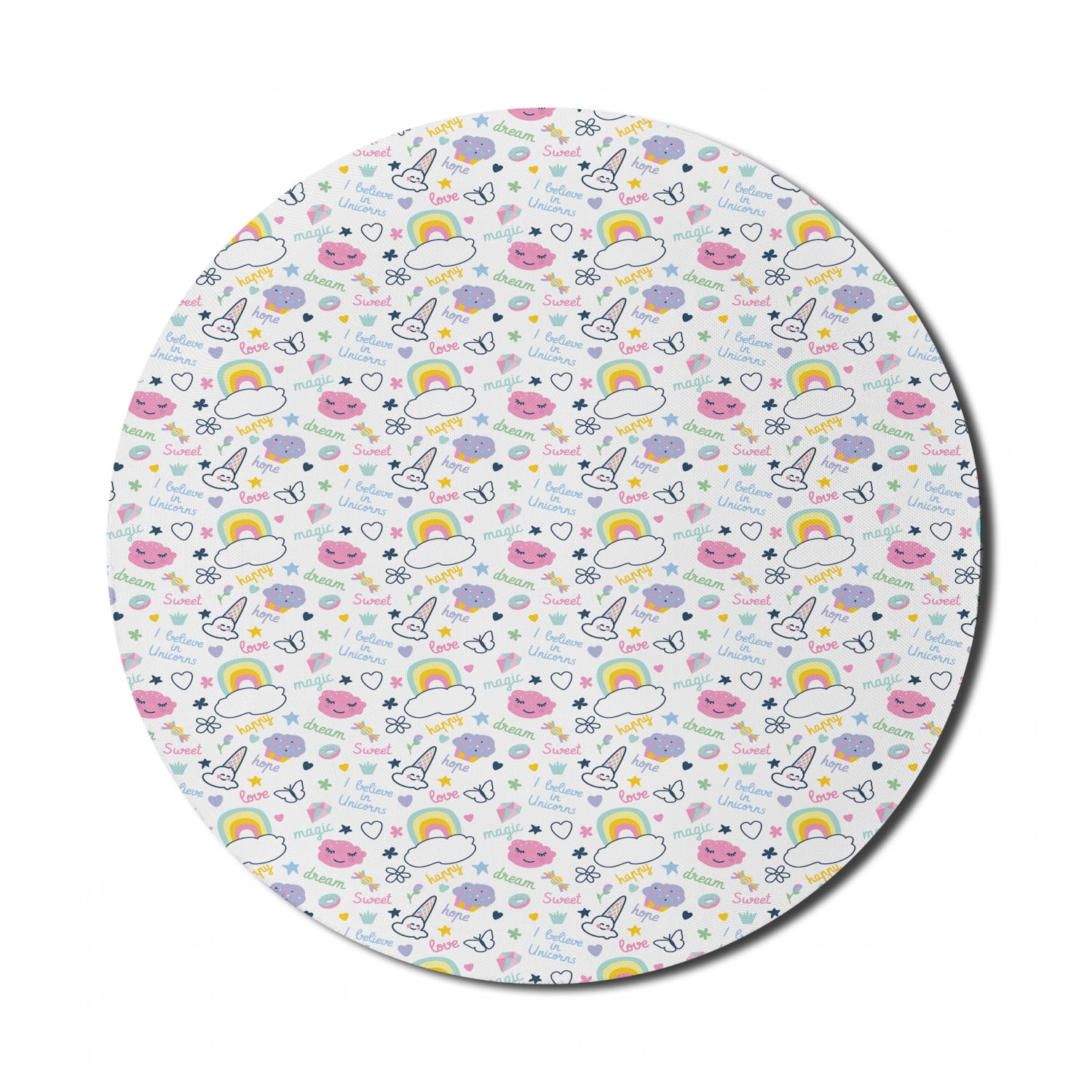 Cartoon Mouse Pad for Computers, Rainbow Clouds I Believe in Unicorns ...