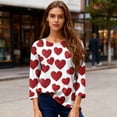 ASDFVBKG Women Valentine's Day Top 3/4 Sleeve Round Neck Blouse Dressy ...