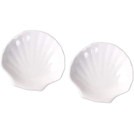 2pcs White Porcelain Shell Dish Multipurpose Ceramic Appetizer Plates ...