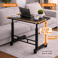 Adjustable Height Mobile Laptop Table with Wheels, Bedside Computer ...