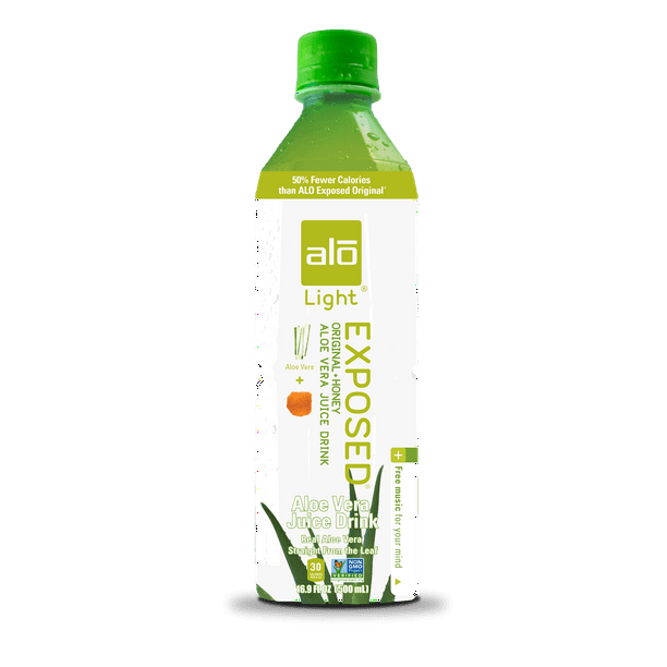 Alo Light Exposed Aloe Vera Juice Drink, Honey, 16.9 Fl Oz, 12 Count ...