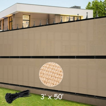 Boen Privacy Fence Netting Wheat/Beige 6' x 100', w/ Reinforced ...