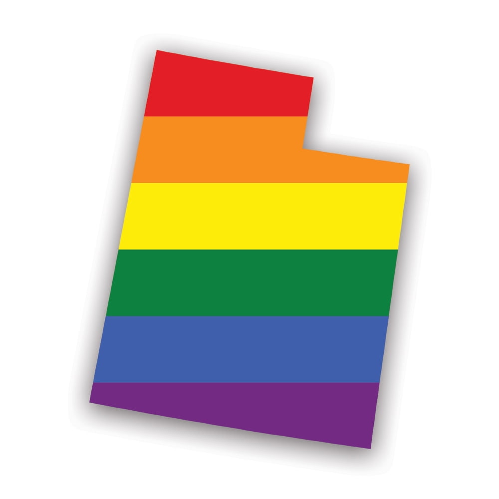 Utah State Shaped Gay Pride Rainbow Flag Sticker Decal Self Adhesive