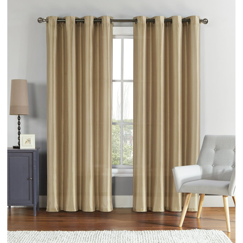 Vcny Home Ultra Luxurious Faux Silk Grommet Curtain Panels Gold