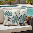 Blue Tulip Outdoor Waterproof Pillow Covers, Vintage Floral Leaves ...