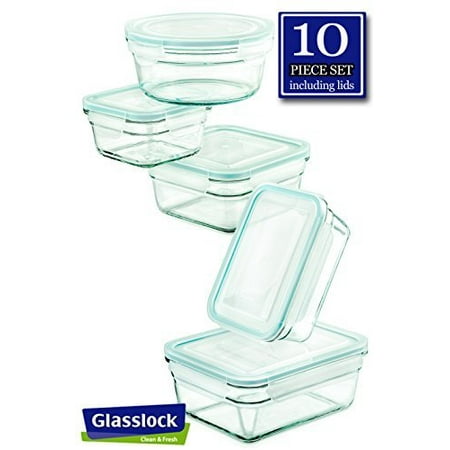Glasslock Glass Storage Containers with Lids 10pc Set Nesting Design ...