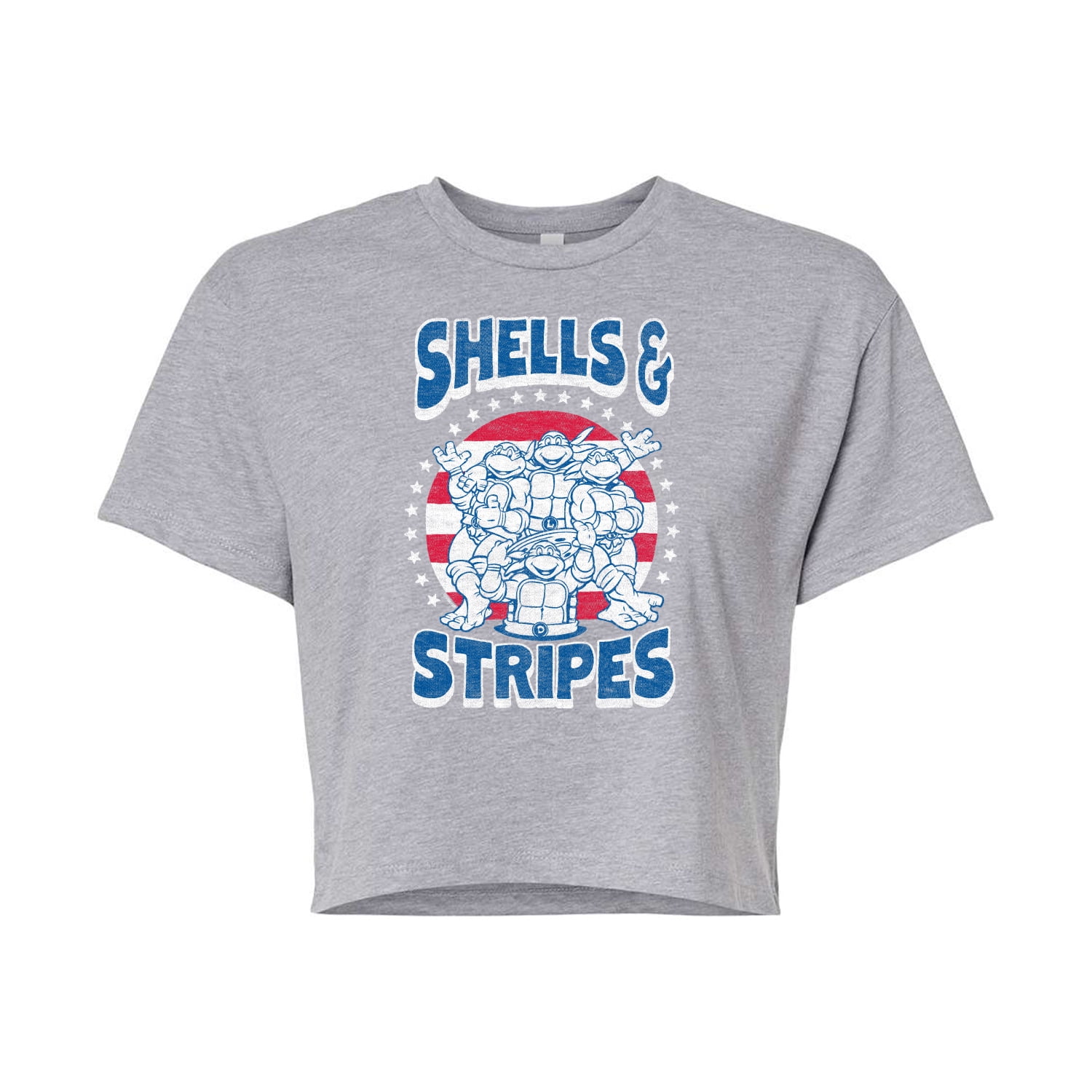 Teenage Mutant Ninja Turtles - Shells And Stripes - Juniors Cropped Tee ...