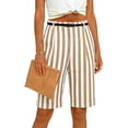 AHTJRT Women's High Waist Capris Fashion Striped Color Croppred ...