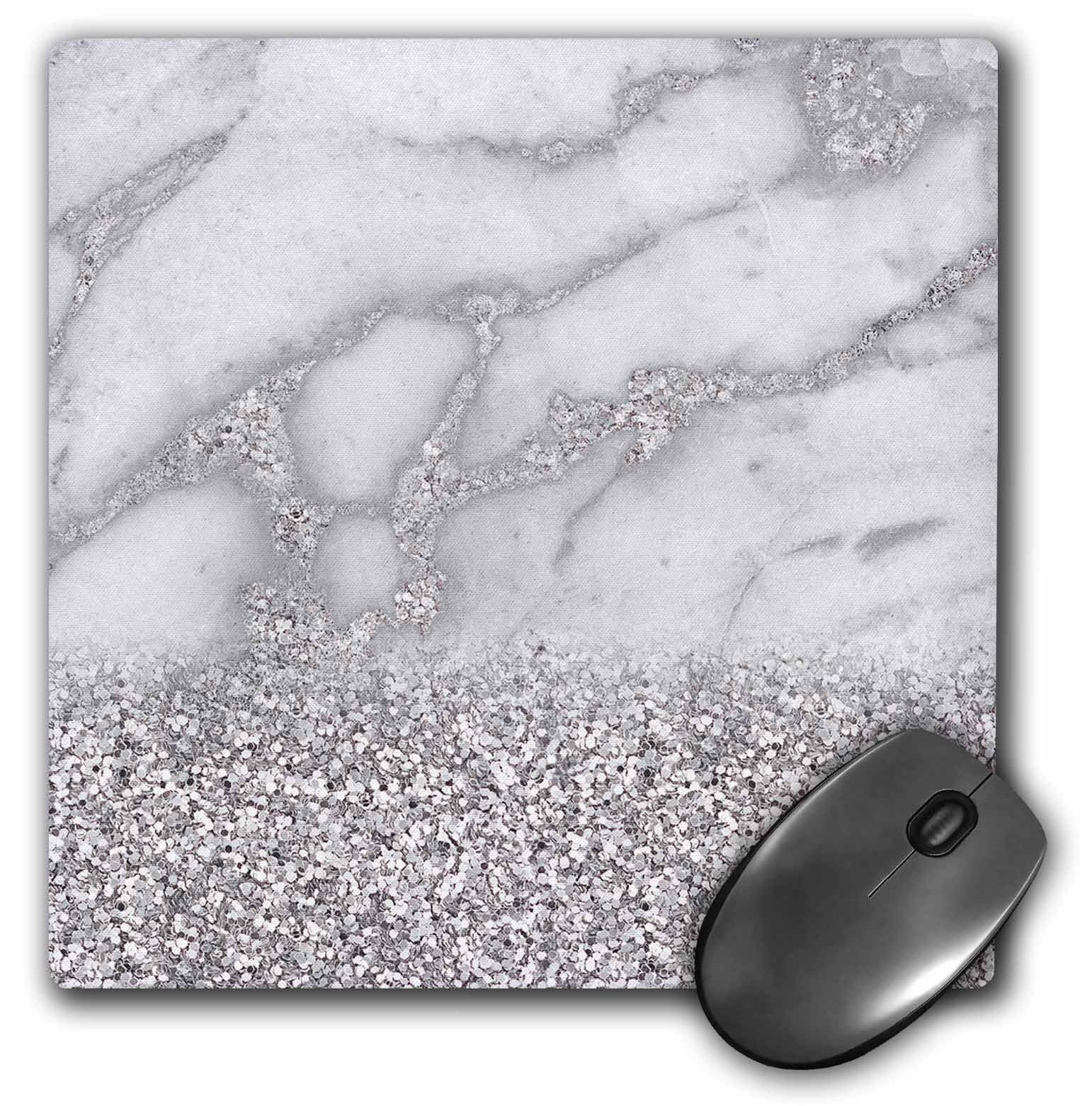 3dRose Luxury Grey Silver Gem Stone Marble Glitter Metallic Faux Print ...